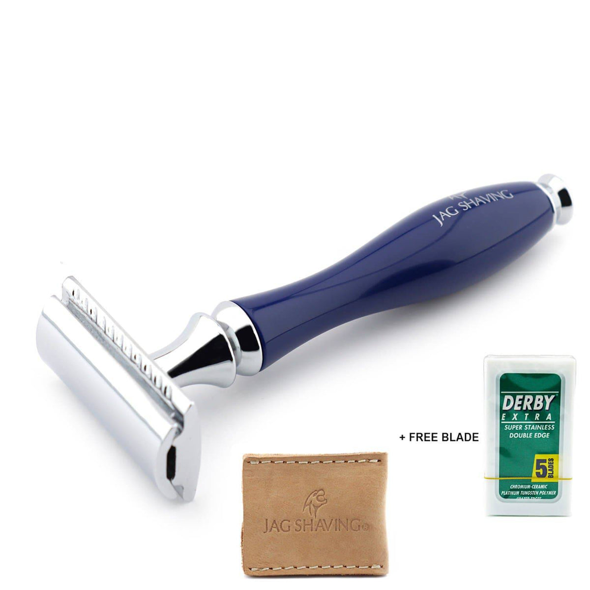 jag-shaving-best-quality-de-safety-razor-kit-with-blue-resin-handle ...
